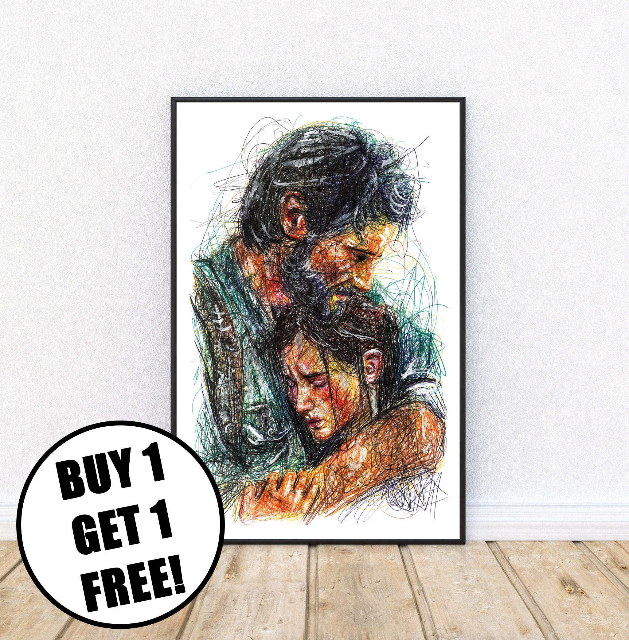 Joel and Ellie Ballpoint Pen Print – Doodle Bob Art